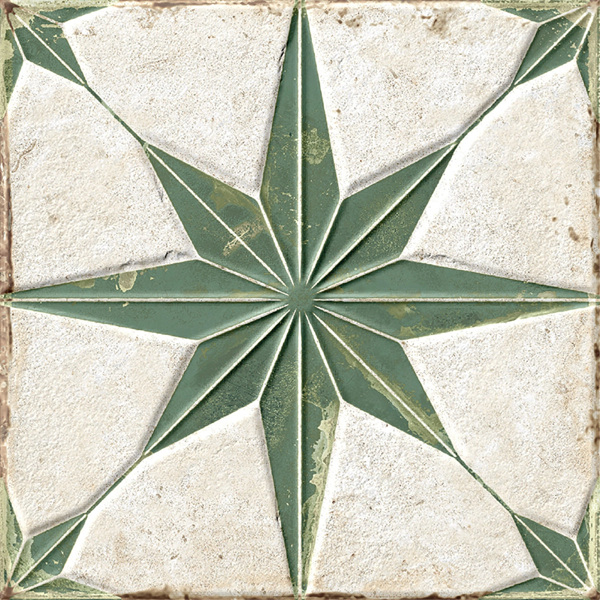 green patterned tiles