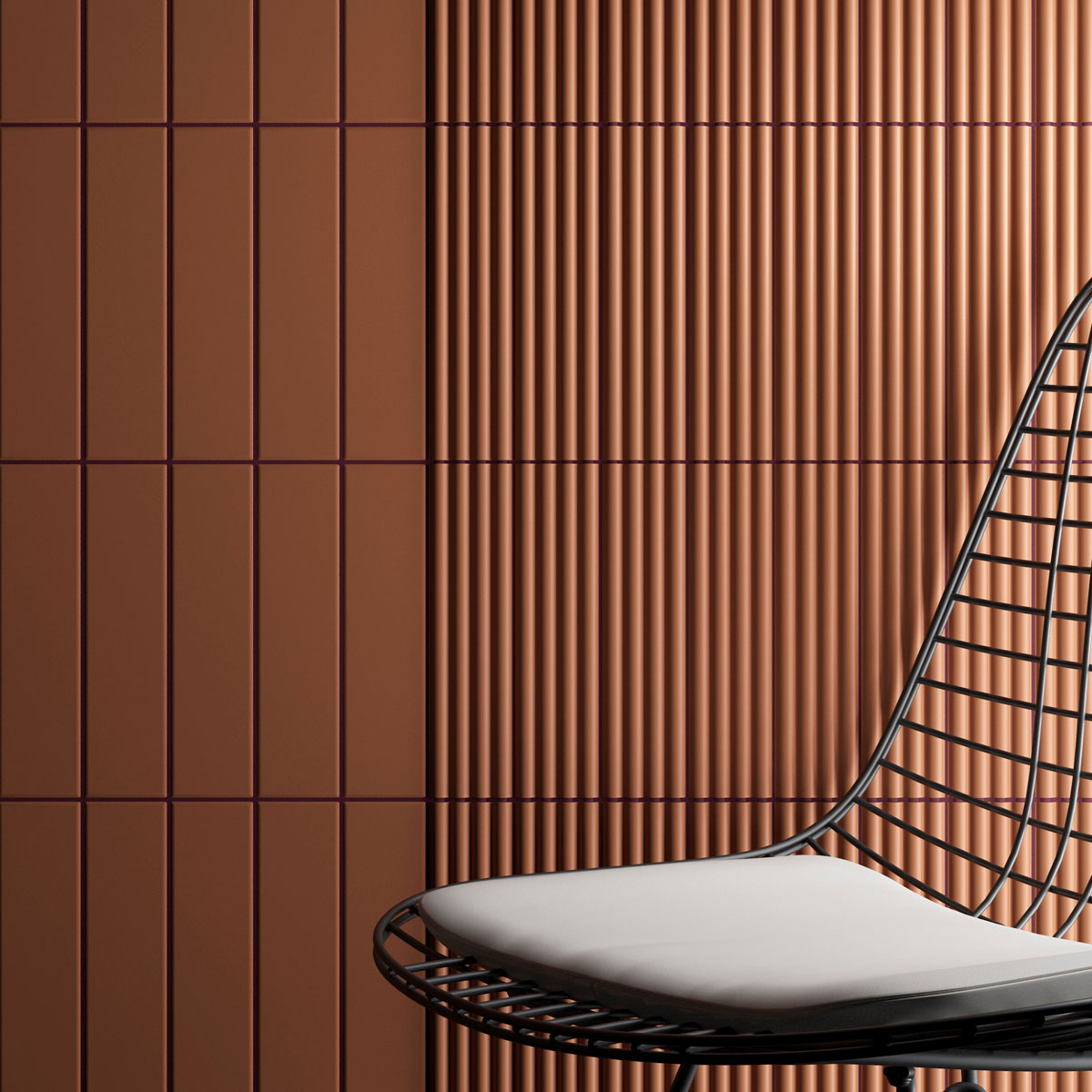 Groove Ceramic Subway Tiles | Mod Textured 3D Tiles with 70s Style