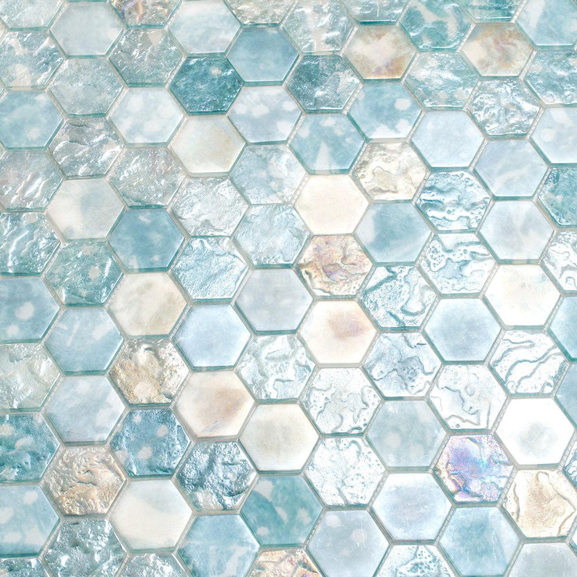 Coastal Dreams Hexagon Glass Mosaic Tile Sample Swatch | Free Shipping ...