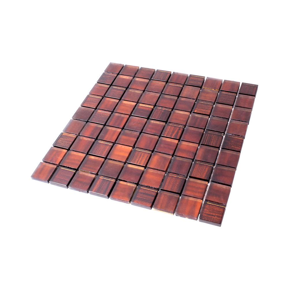 Brown Foil And Frosted Square Mosaic Tile | Bold and Colorful Swimming Pool