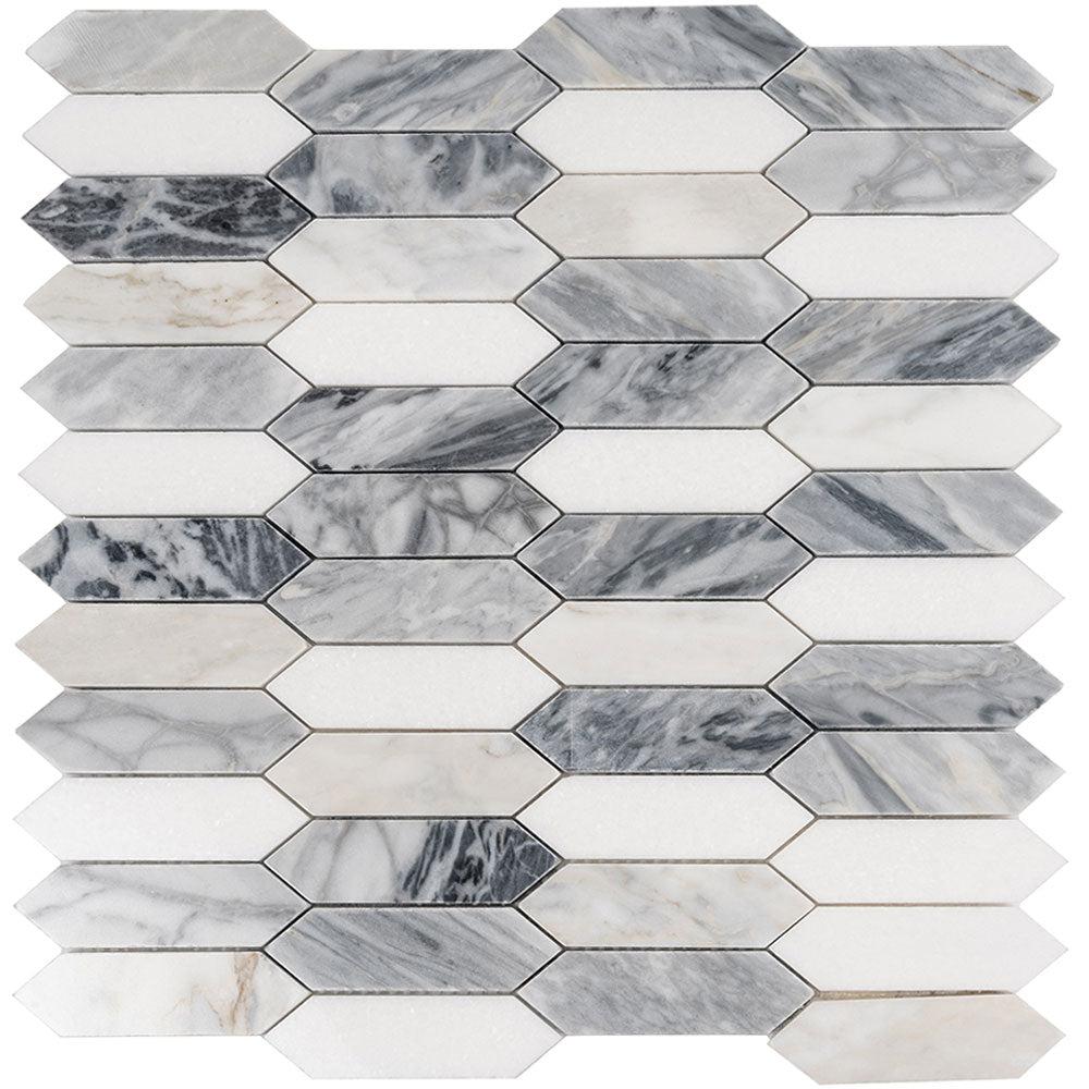 Calacatta Bluette Marble Picket Tile | Geometric Floors and Walls