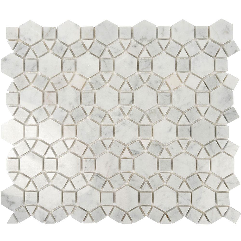 Enigma Bianco Carrara Marble Mosaic Tile Sample Swatch | Free Shipping ...