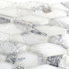 Frozen Dreams Elongated Hex Glass Mosaic Tile Sample Swatch | Free ...