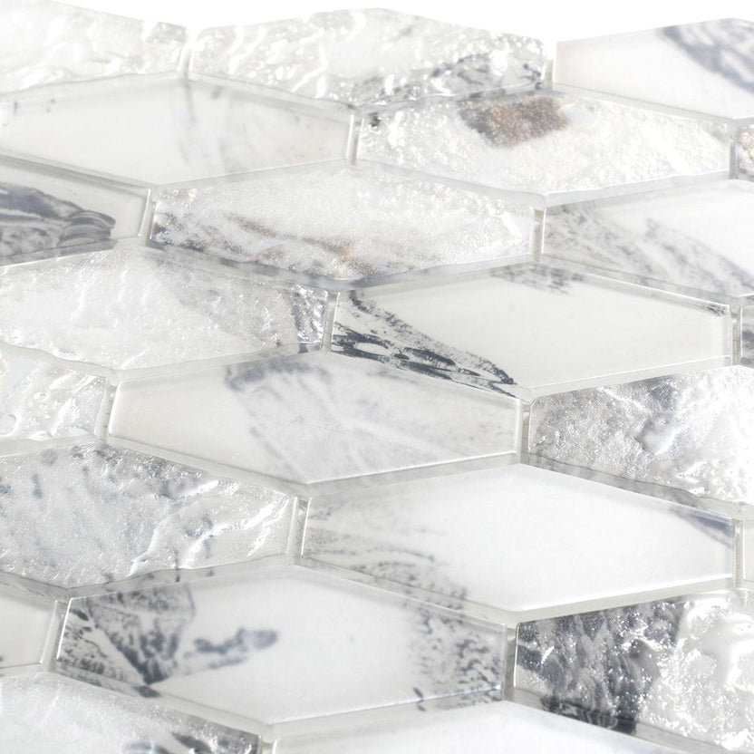 Frozen Dreams Elongated Hex Glass Mosaic Tile Sample Swatch | Free ...