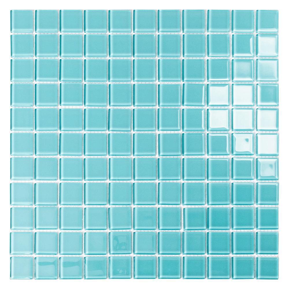 Glacier Aqua 1X1 Polished Glass Tile | Minimalist Walls, Floors