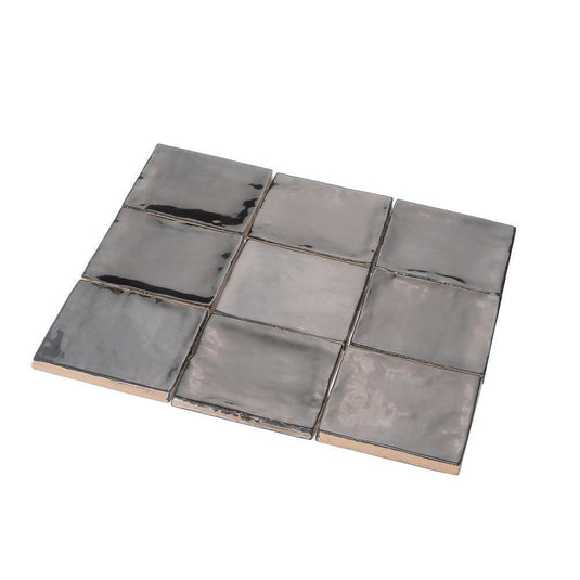 Lake Black Glazed Ceramic Tile 4x4 Square | Tile Club
