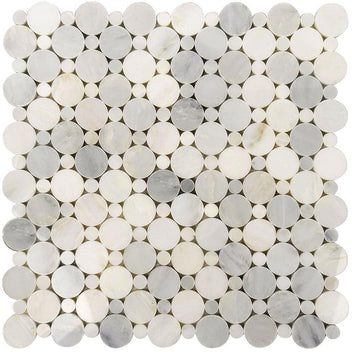 Eastern White Circles Marble Tile Sample Swatch | Free Shipping on Tile ...