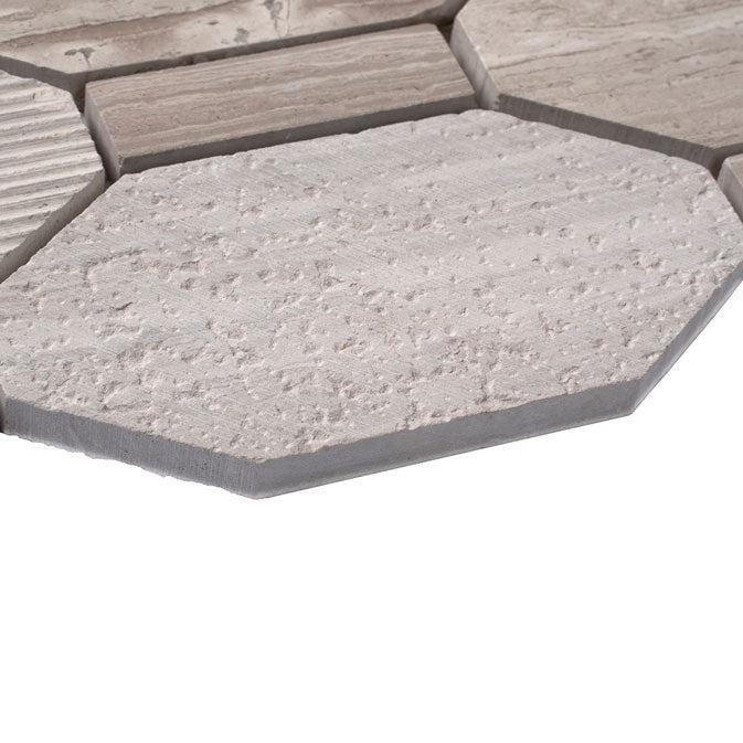 Textured Elongated Wooden Beige Hexagon Marble Mosaic Tile