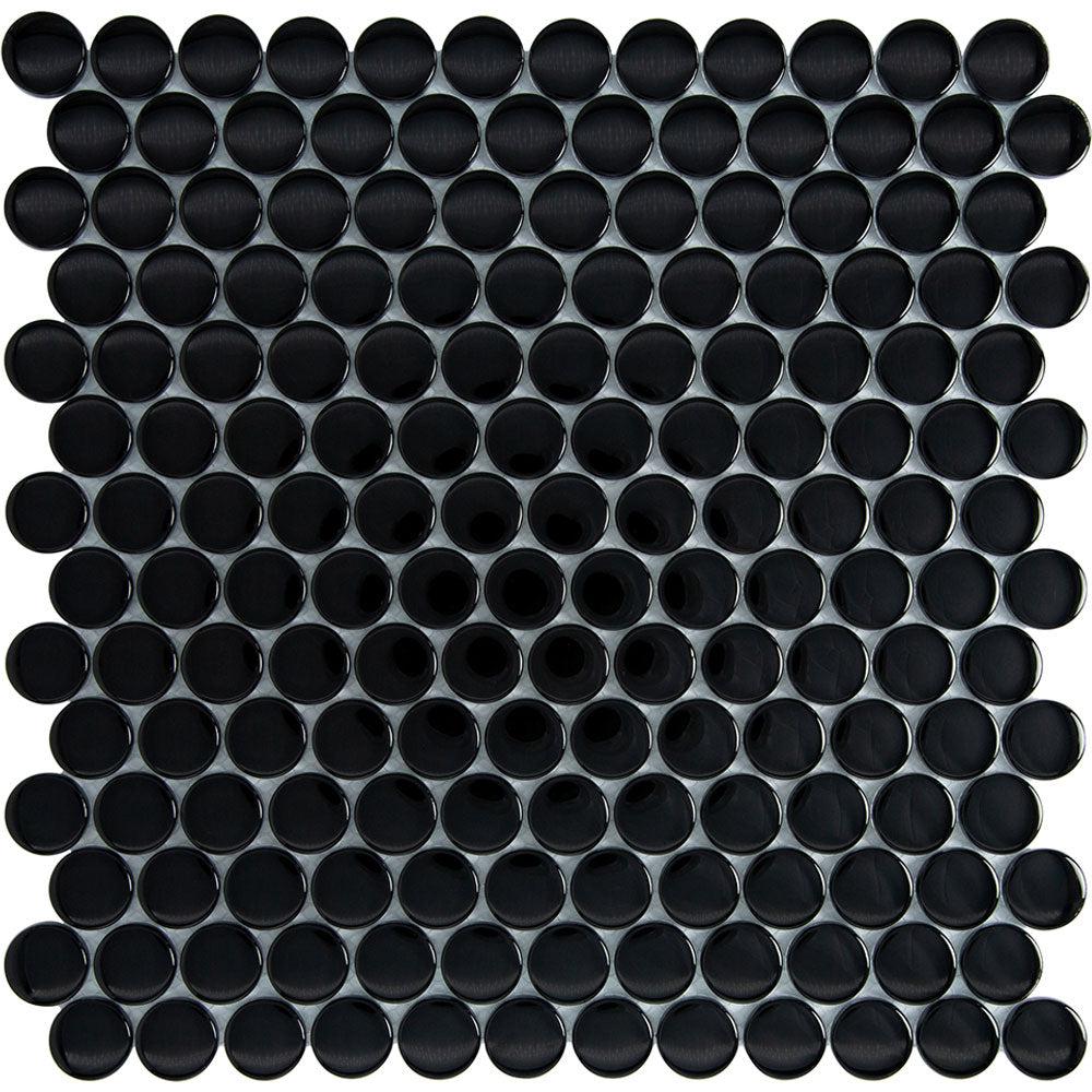 Obsidian Black Penny Round Glass Tile | Online Tile Store with Free ...