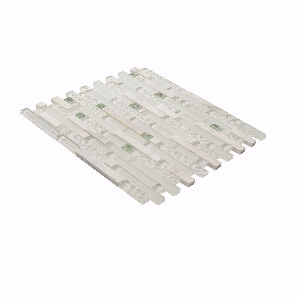 Ice Shale Rectangular White Glass And Stone Tile | Tile Club