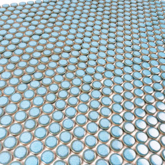 Turquoise Blue Buttons Porcelain Penny Round Tile | Colorful Kitchen ...