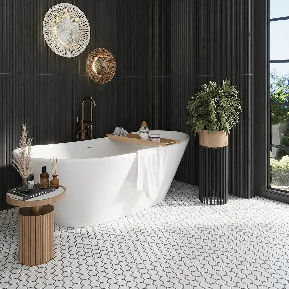 Japandi Black Slat Wall Tile | Textured Porcelain Tile