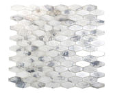 Frozen Dreams Elongated Hex Glass Mosaic Tile | Gray and White Backsplash