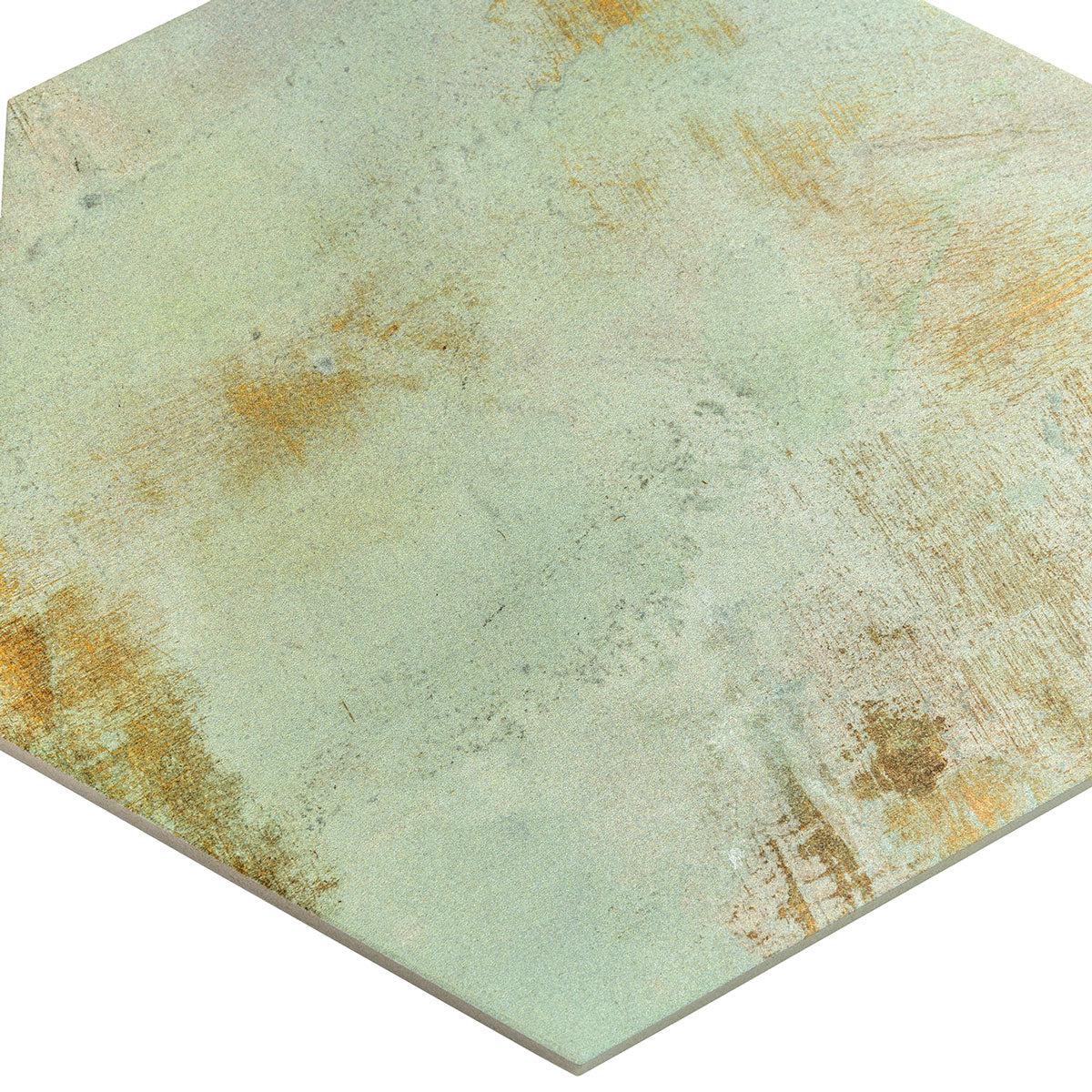 Gilded Age Green Hexagon Porcelain Tile | Tile Club