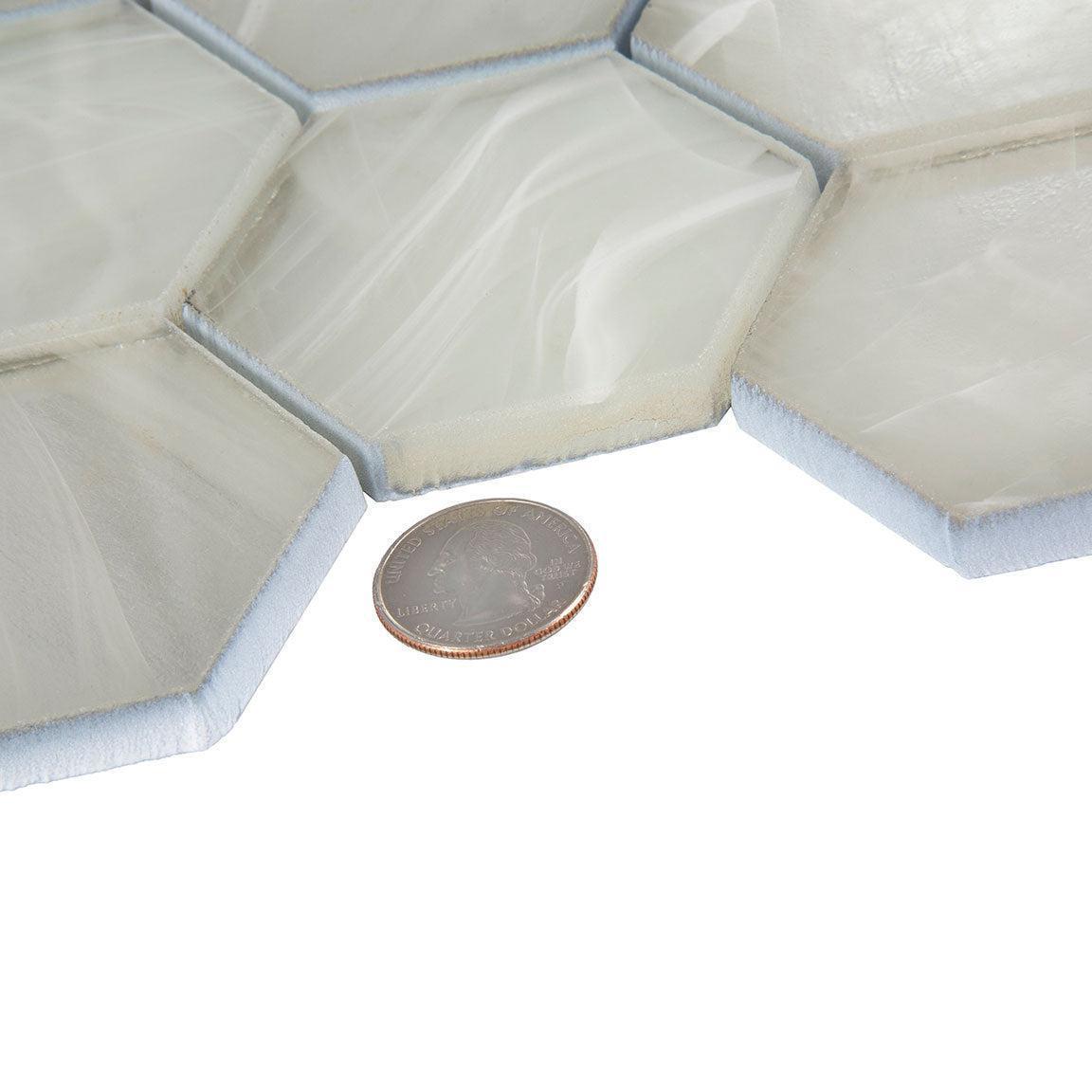 Sea Glass Hexagon Platinum White Mosaic Tile | Tile Club