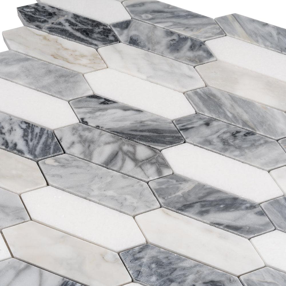 Calacatta Bluette Marble Picket Tile | Geometric Floors and Walls