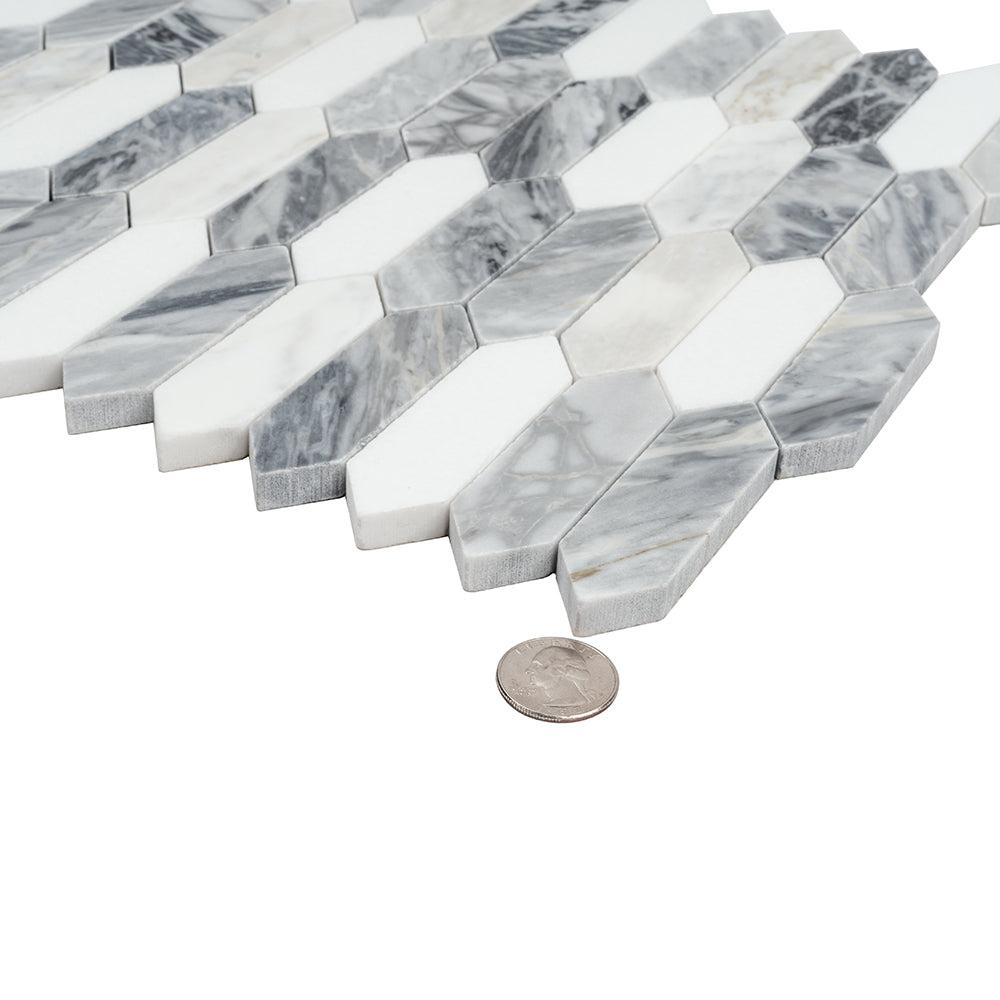 Calacatta Bluette Marble Picket Tile | Geometric Floors and Walls