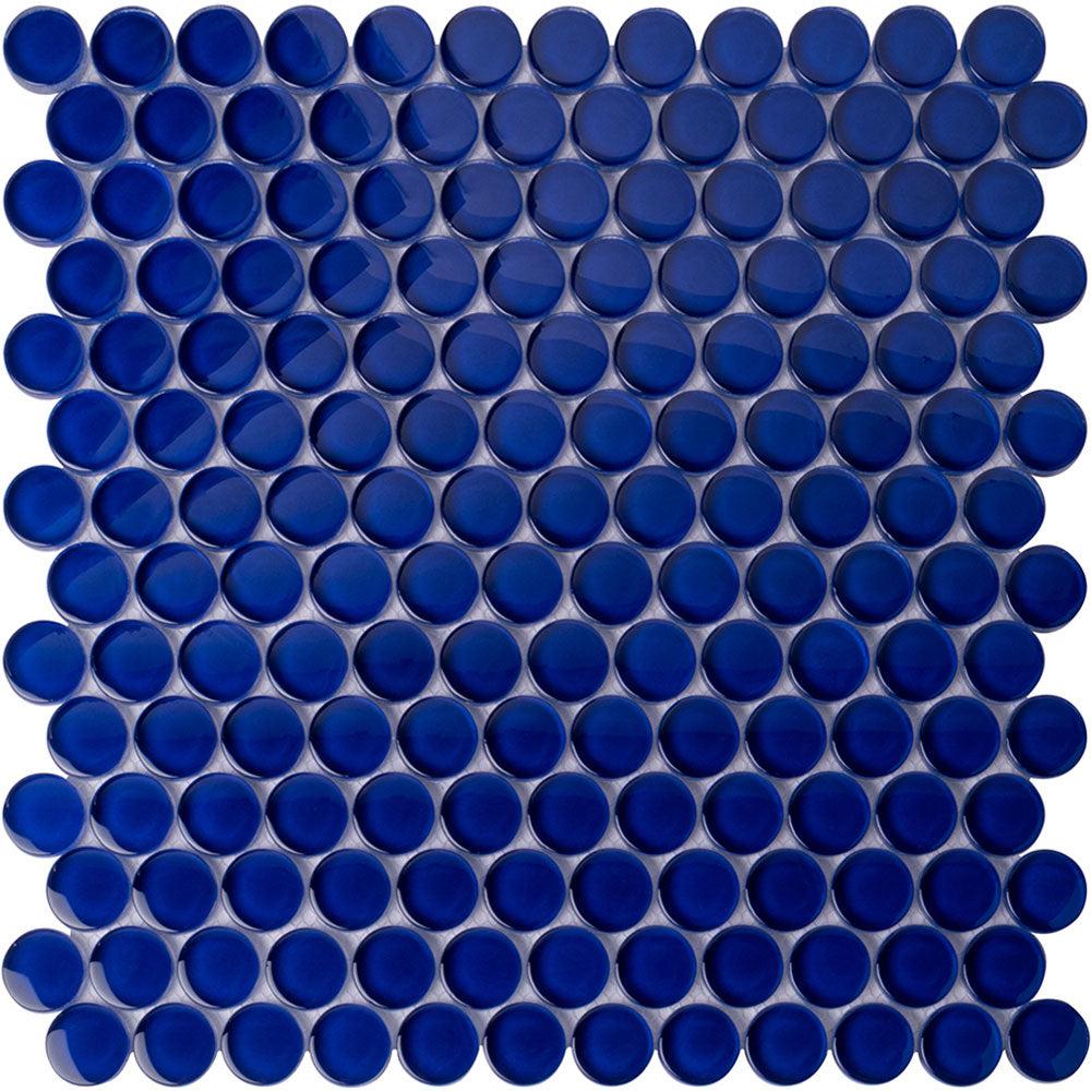 Cobalt Blue Penny Round Glass Tile Sample Swatch | Free Shipping on ...