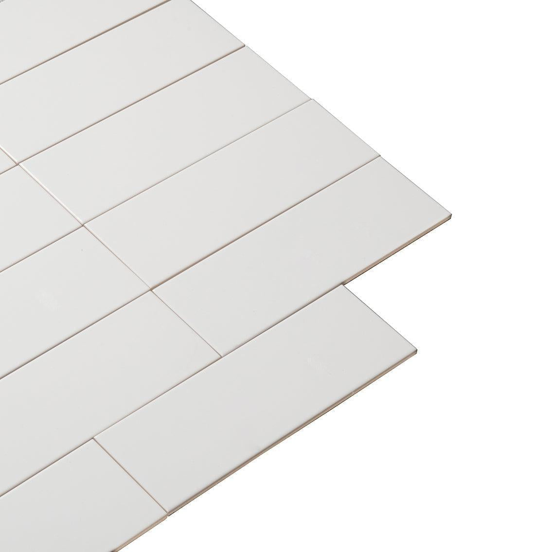 Polished White Ceramic Subway Wall Tile 4x12 | Minimal Kitchen, Wall Tiles