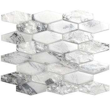 Frozen Dreams Elongated Hex Glass Mosaic Tile Sample Swatch | Free ...
