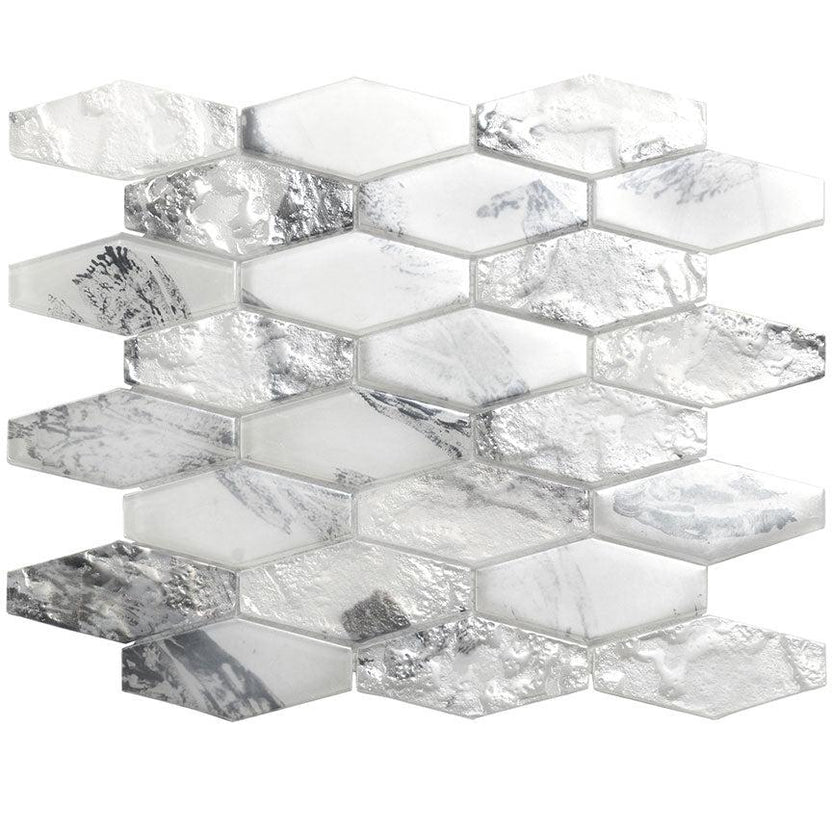 Frozen Dreams Elongated Hex Glass Mosaic Tile Sample Swatch | Free ...