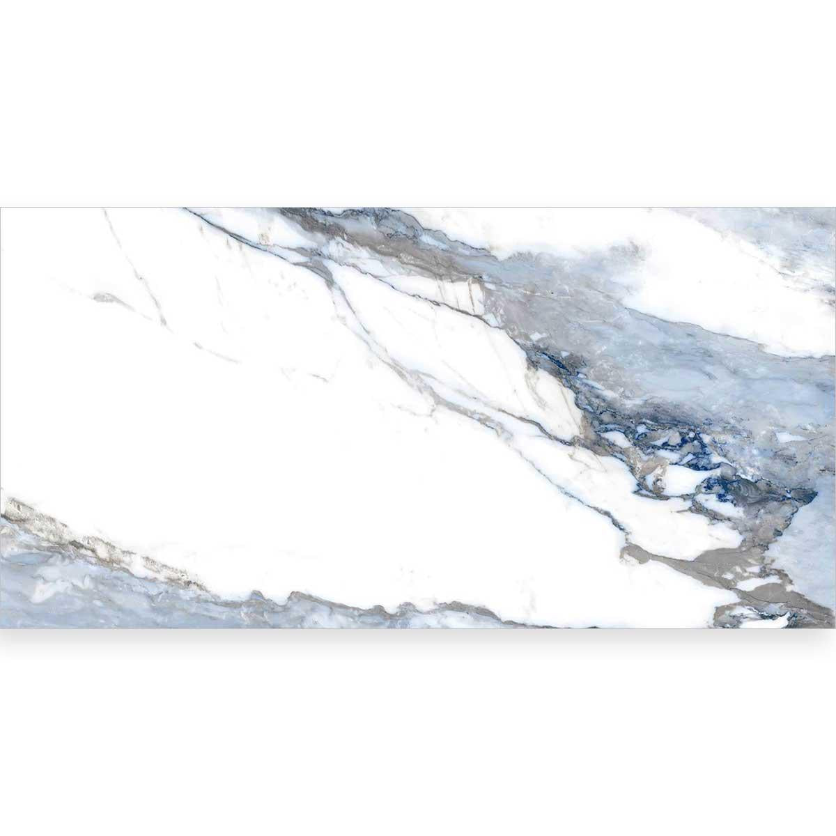 Rectangle Crash Blue 12x24 Matte Calacatta Porcelain Tile | Happy Floors