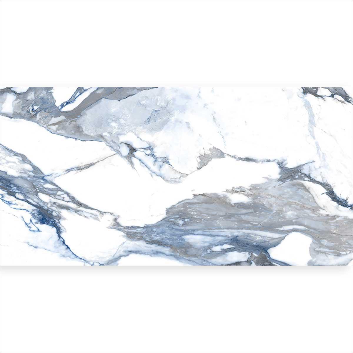 Rectangle Crash Blue 36x72 Polished Calacatta Porcelain Tile | Happy Floors