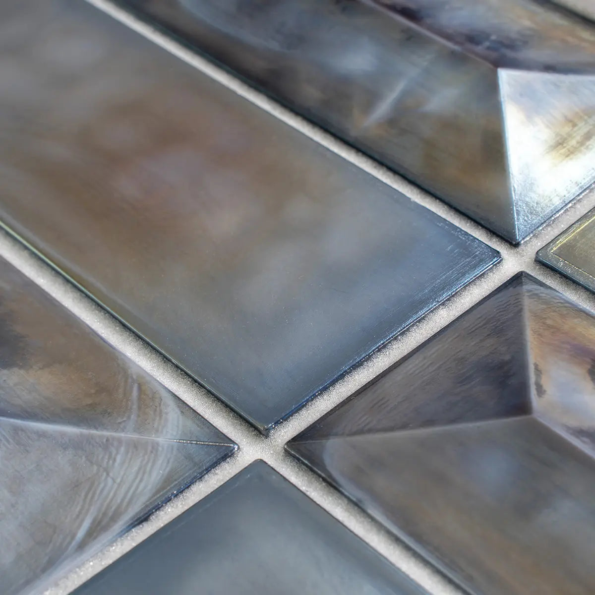 Prism Storm Beveled Brick Cast Glass Mosaic Tile | Tile Club