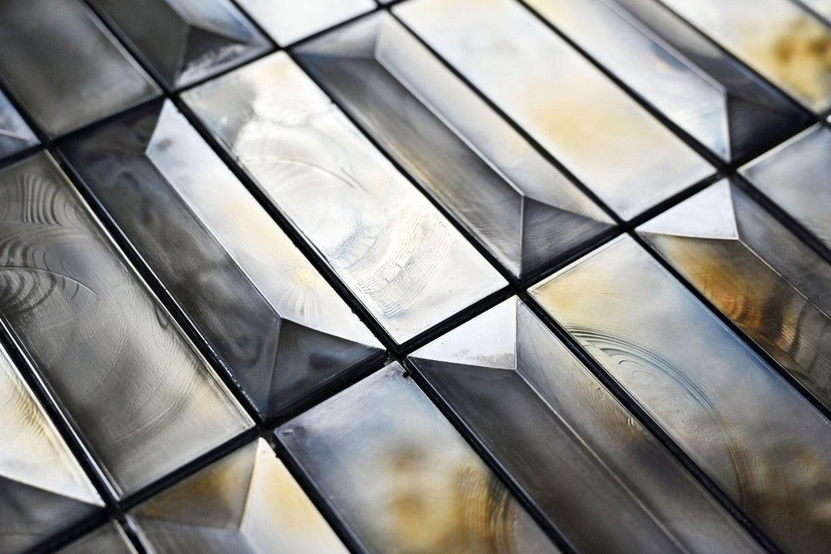 Prism Storm Beveled Brick Glass Mosaic Tile