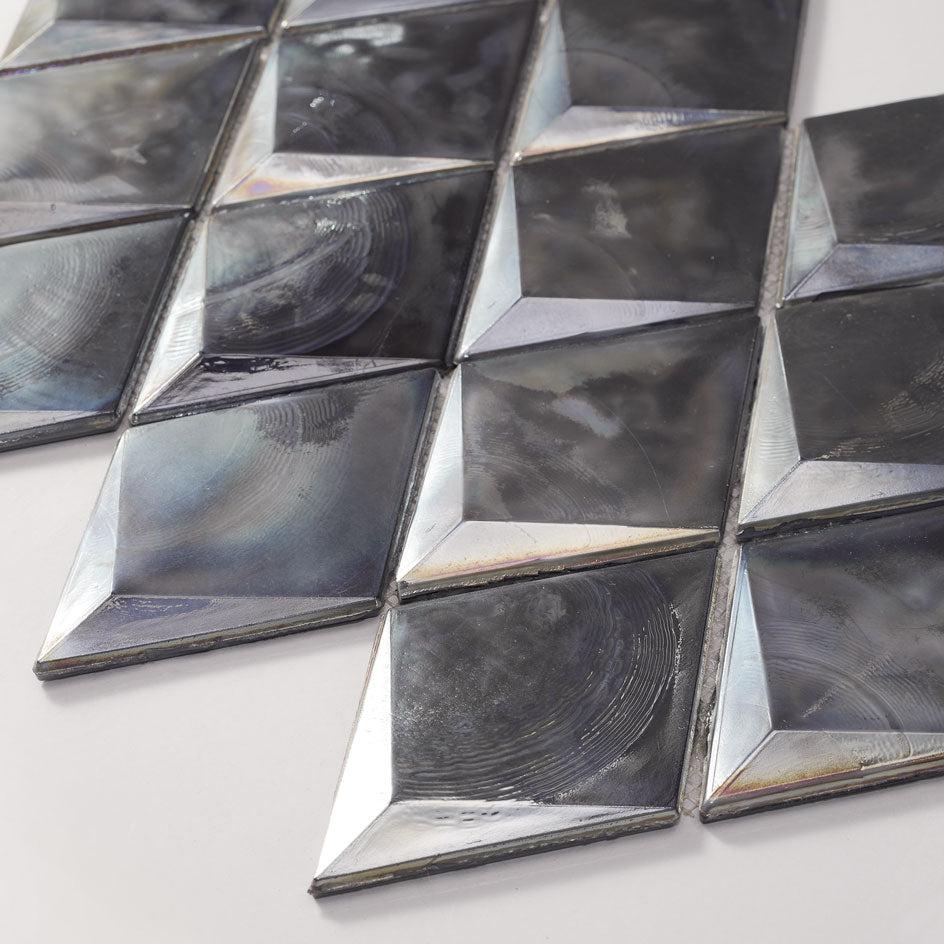 Prism Storm Beveled Diamond Cast Glass Mosaic Tile