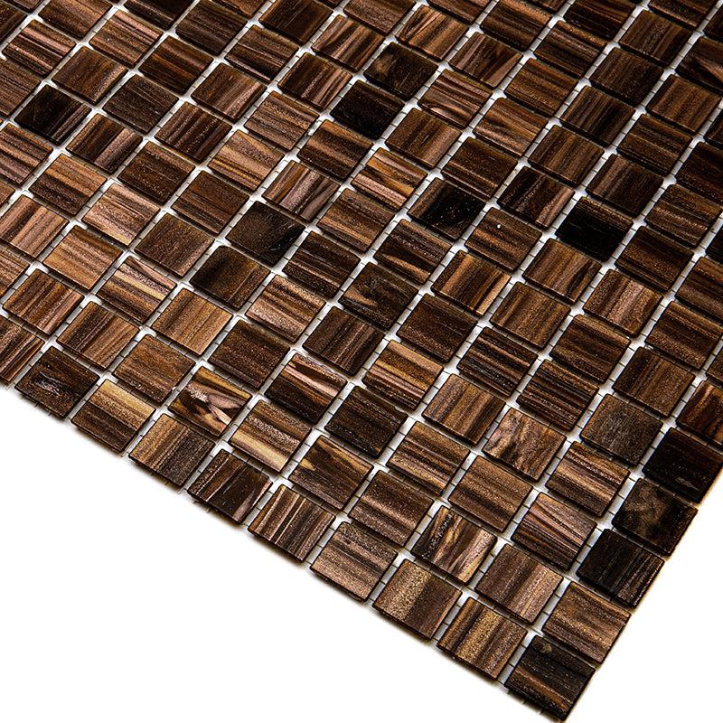 Amber Shimmer Mixed Squares Glass Pool Tile | Shower, Backsplash, Floor