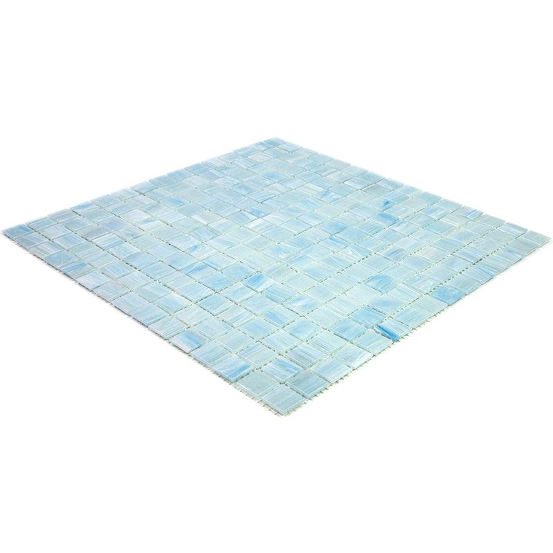Brushed Baby Blue Squares Glass Pool Tile