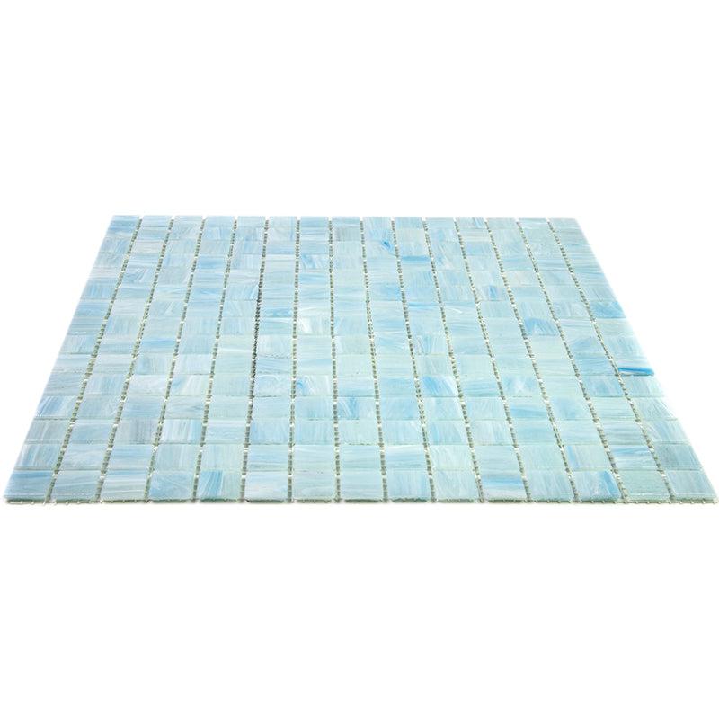 Brushed Baby Blue Squares Glass Pool Tile