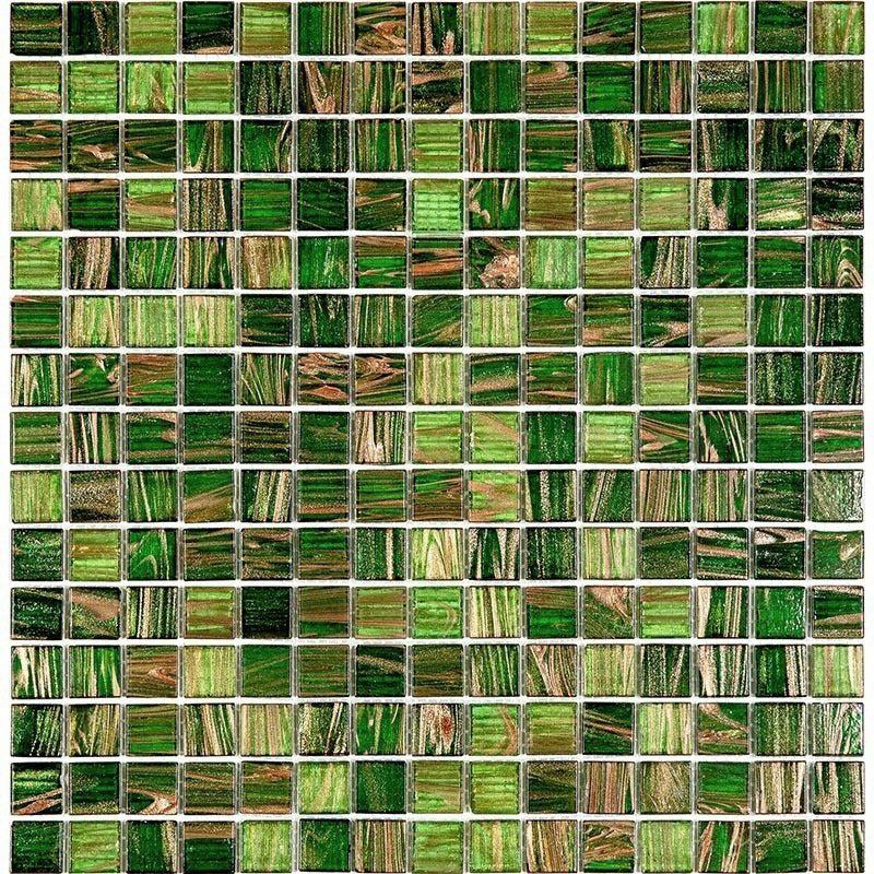 Green & Brown Mixed Squares Glass Tile | Organic Walls, Floors