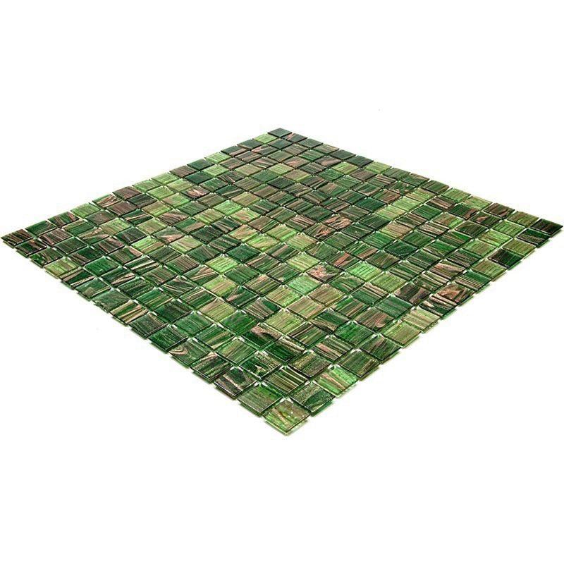Green & Brown Mixed Squares Glass Tile | Organic Walls, Floors