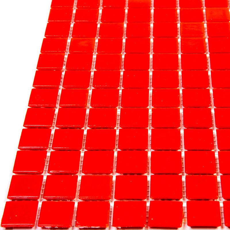 Cayenne Pepper Red Squares Glass Pool Tile | Patterned Wall and Floors