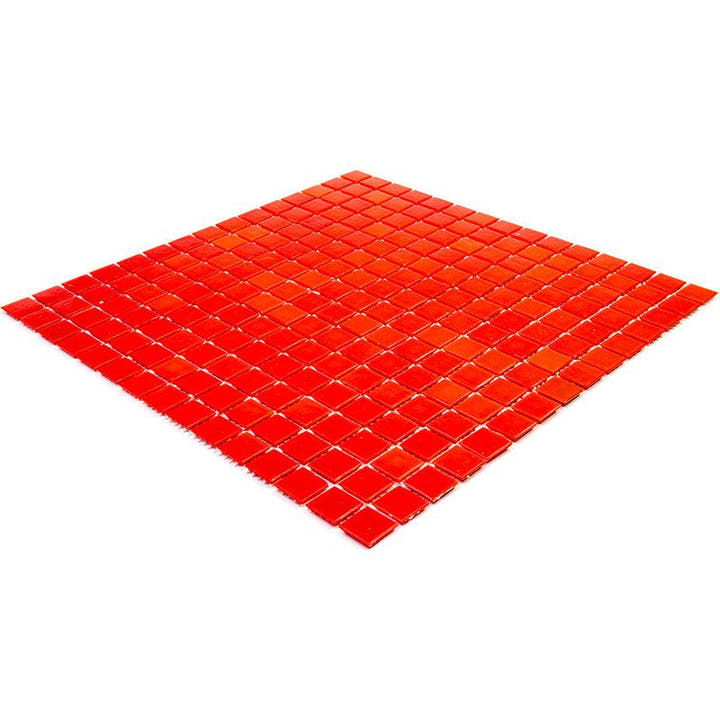 Cayenne Pepper Red Squares Glass Pool Tile | Patterned Wall and Floors