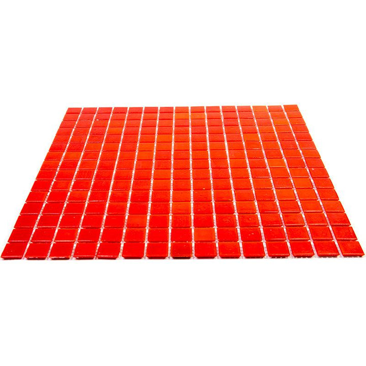 Cayenne Pepper Red Squares Glass Pool Tile | Patterned Wall and Floors
