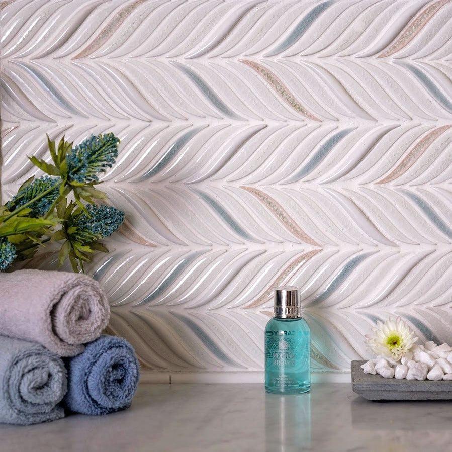 Chateau White Sprig Ceramic Mosaic Tile | Tile Club