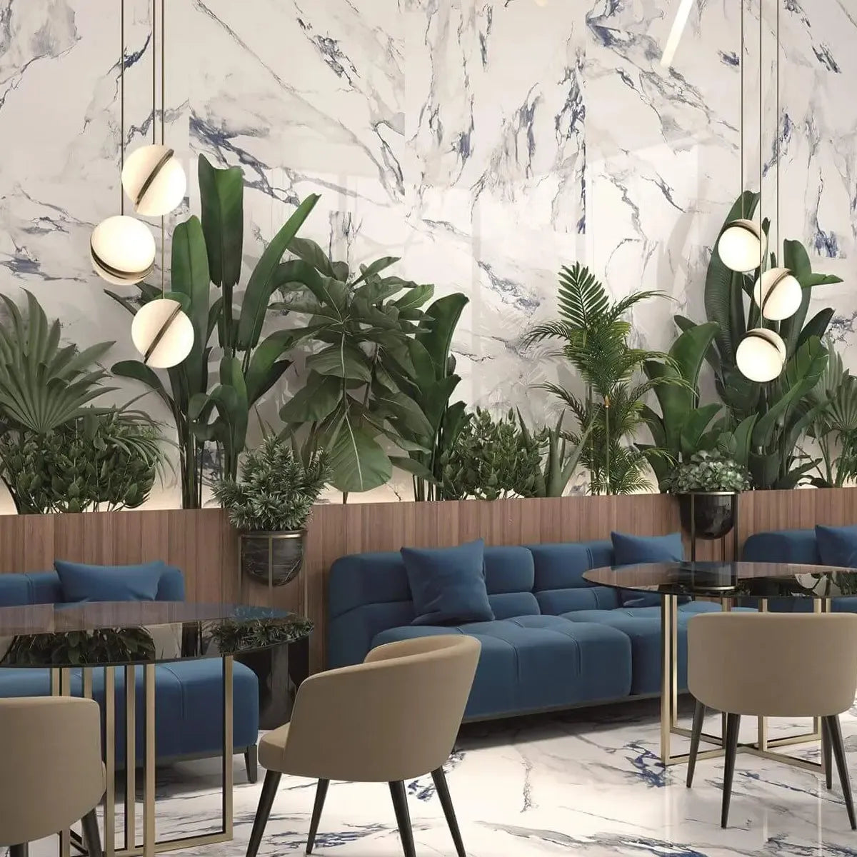 Rectangle Crash Blue 36x72 Polished Calacatta Porcelain Tile | Happy ...