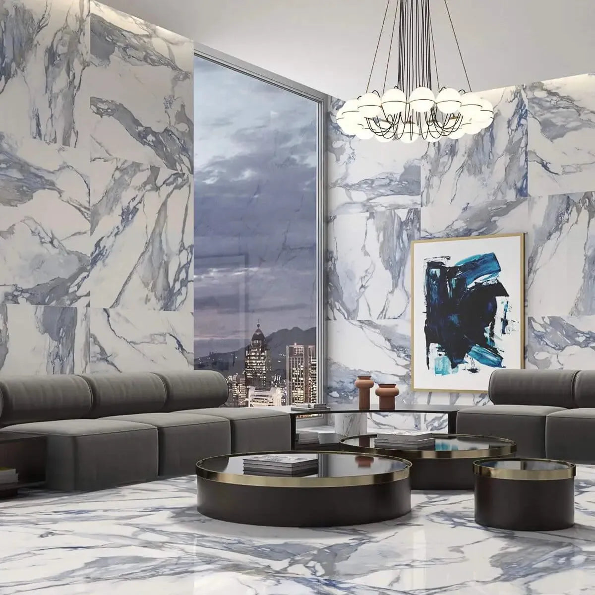 Square Crash Blue 48x48 Polished Porcelain Tile | Happy Floors – Tile Club