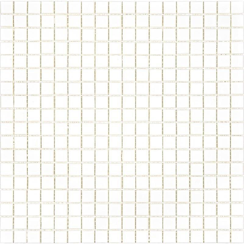 Creamy White Squares Glass Pool Tile | Neutral Mosaic Kitchen Backsplash