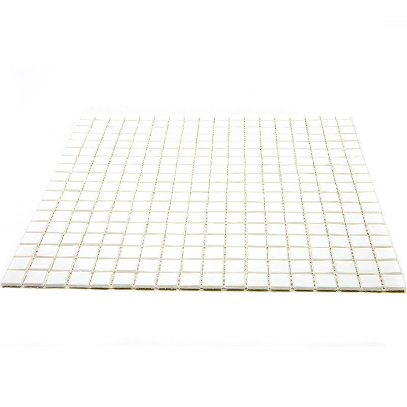 Creamy White Squares Glass Pool Tile | Neutral Mosaic Kitchen Backsplash