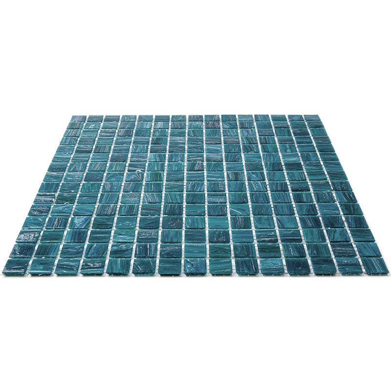 Deep Cerulean Blue Mixed Squares Glass Pool Tile