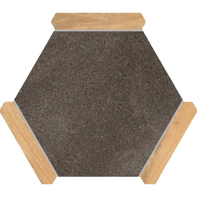 Montura Charcoal Concrete Porcelain Hexagon Tile for patterned floors ...