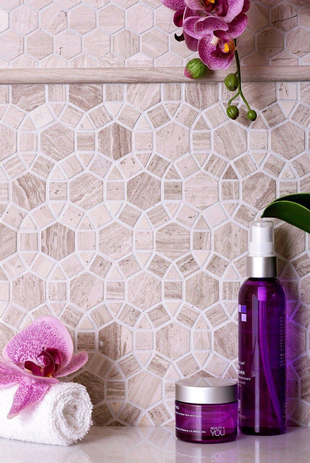 Enigma Wooden Beige Marble Mosaic Tile | Online Tile Store with Free ...