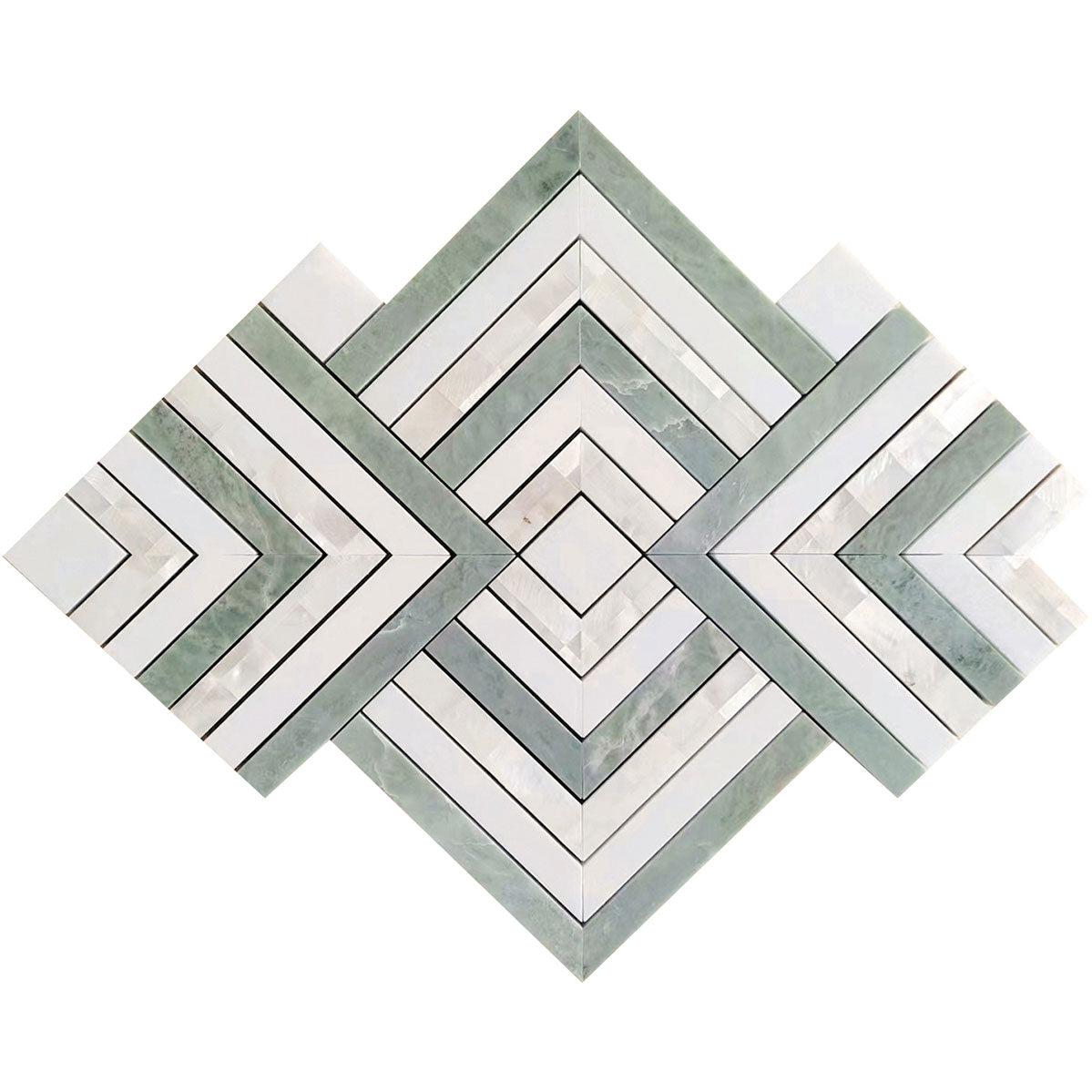 Envy Green Marble and Shell Square Weave Mosaic Tile | Natural Colored ...