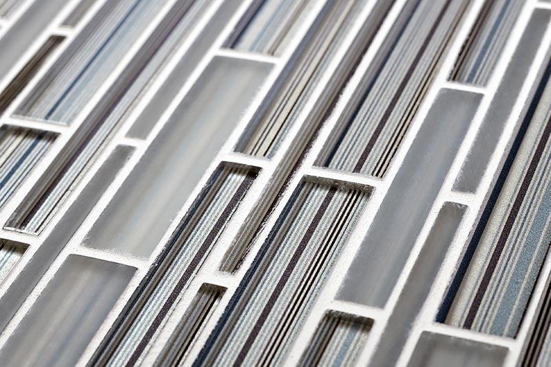 Fabrique Blue Grey Linear Glass Mosaic Tile | Patterned Backsplash ...