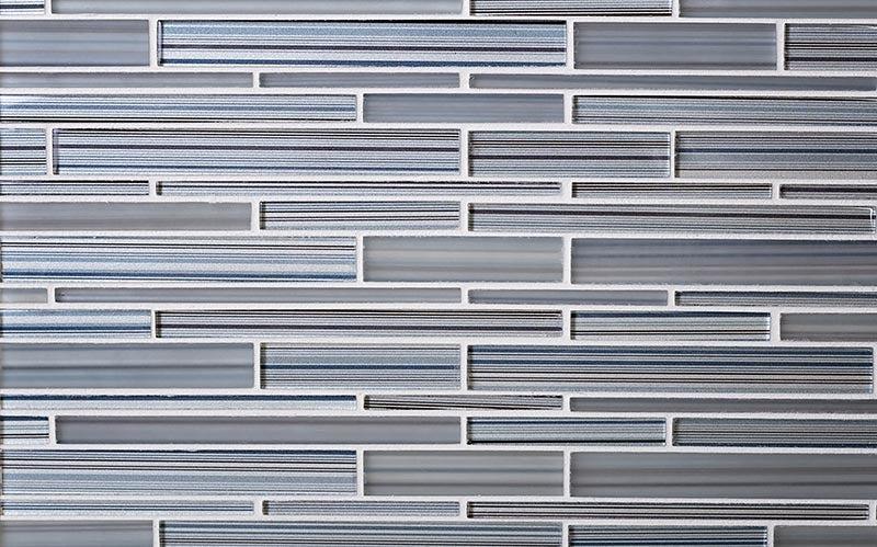 Fabrique Blue Grey Linear Glass Mosaic Tile | Patterned Backsplash ...