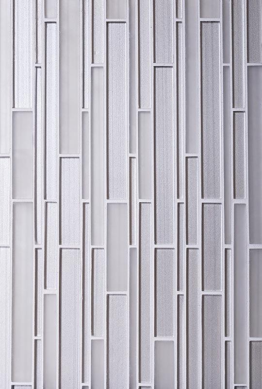 Fabrique White Linear Glass Mosaic Tile | Patterned Backsplash, Shower ...